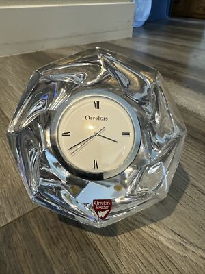 Vintage Orrefors Crystal Heavy Paperweight Removable Clock Needs ...