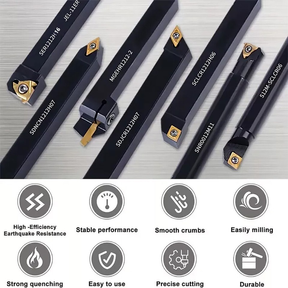 21PCS Kit Indexable Lathe Turning Tool 1/2" 12mm Shank Metal Lathe ...