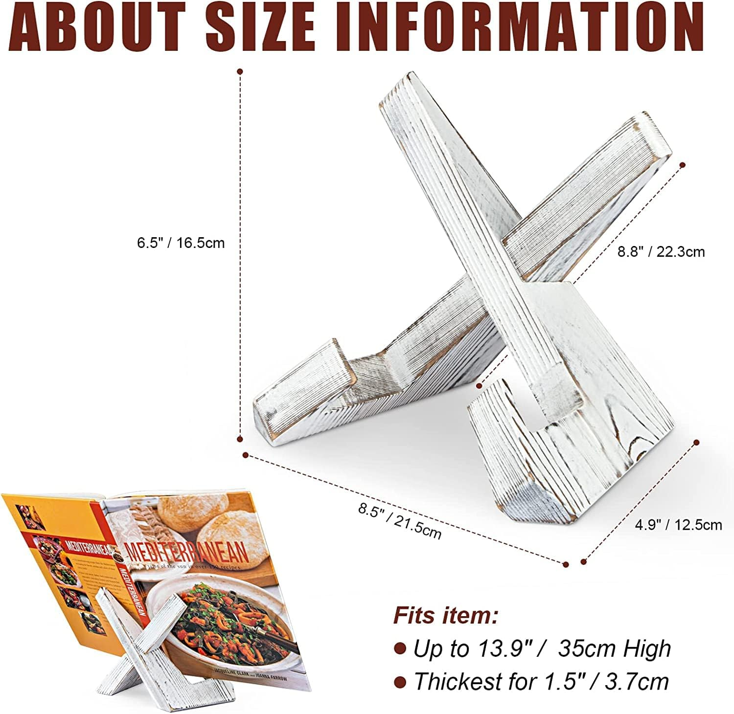 Cookbook Stand – Solid Wooden Book Holder, Recipe Book Display Stand ...