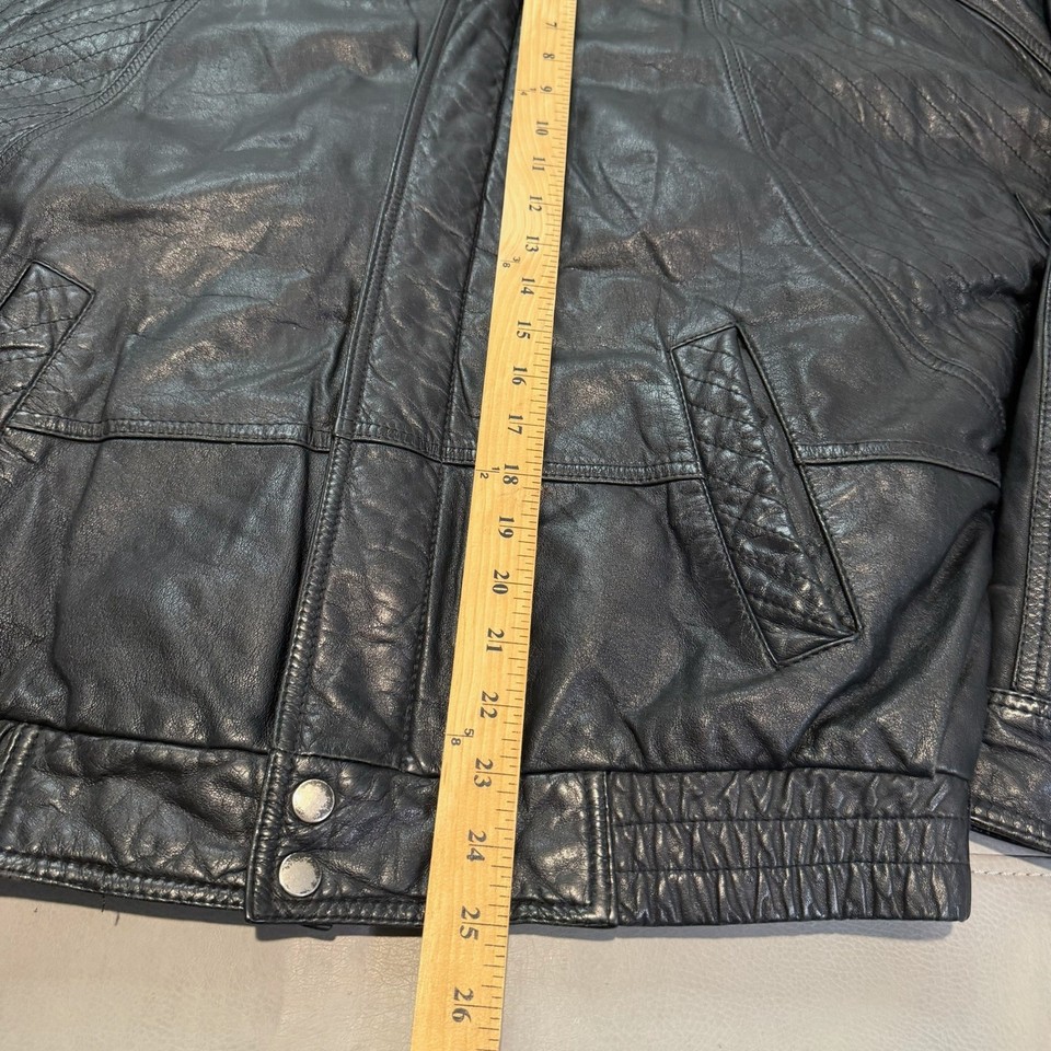 Wilson Patch Leather Men Black Zip A-2 Bomber Punk Rock Emo Skate ...