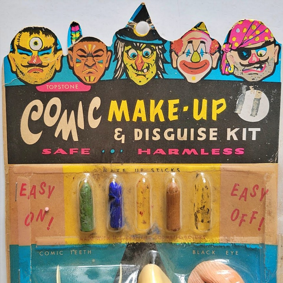 Vintage Halloween Topstone Comic Make Up & Disguise Kit Nose Black Eye ...