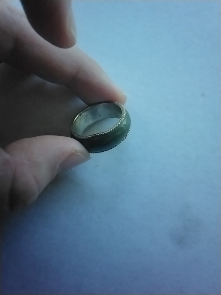 Vintage Brass Ring with Green Enamel Center & Rope Edge Design Costume ...