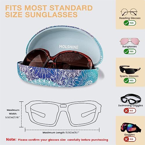 Hard Shell Sunglasses Case,Glasses Case for Women Men Oversized Large ...