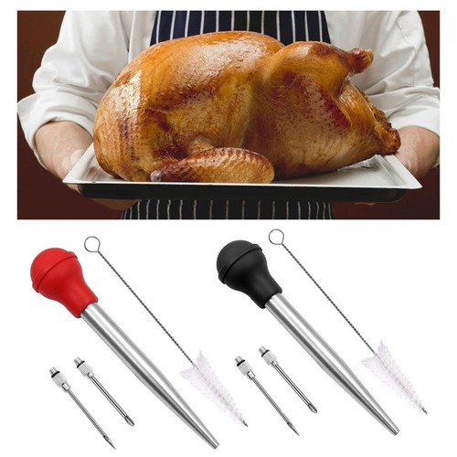 Stainless Turkey Baster for Basting Cooking BBQ Grill Baking Beef Pork ...