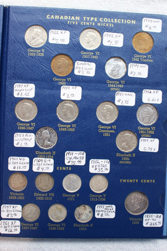 CANADIAN TYPE SET COLLECTION COMPLETE 56 COIN SET IN WHITMAN ALBUM ...