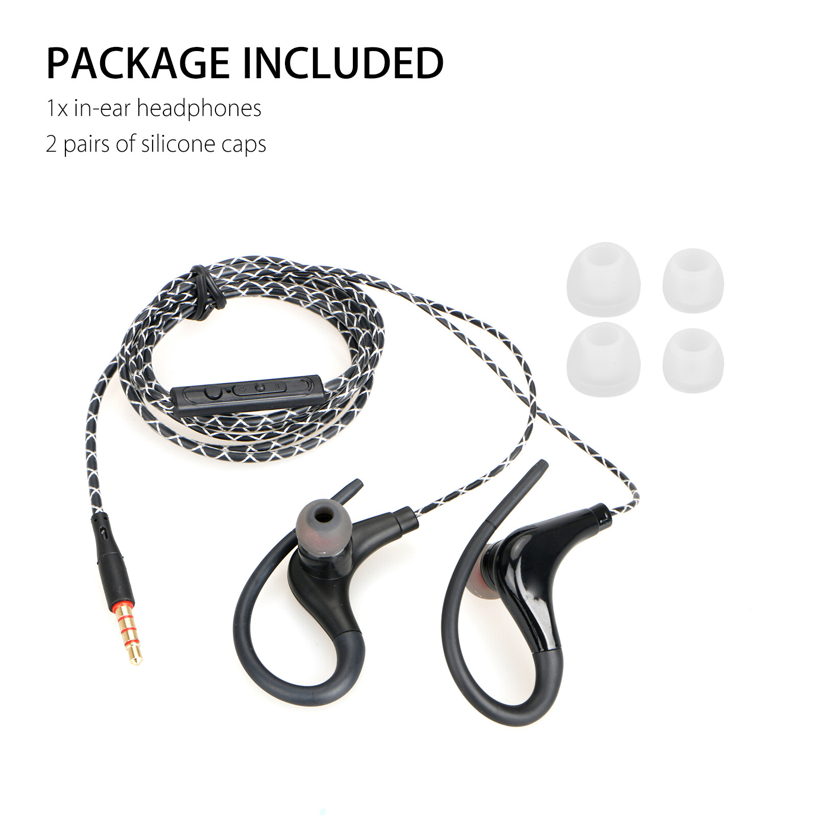 In-Ear Wired Earphone Hifi Sport Earbuds Over Ear Hook Headphone 3.5mm ...
