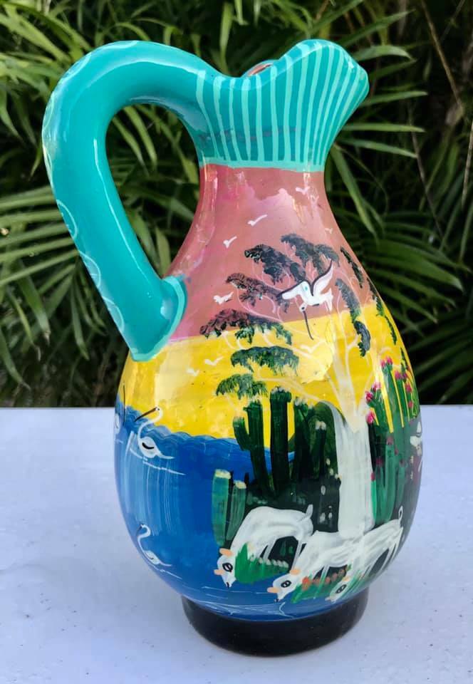 Mexican Ceramic Flower Vase Pot Planter Folk Art Pottery Handmade ...