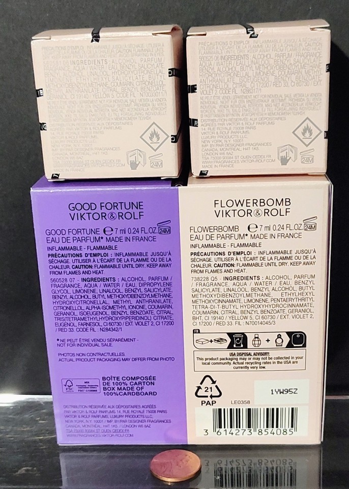 4pc MINI Viktor Rolf FLOWERBOMB Good Fortune EDP 0.24 oz TIGER LILY ...