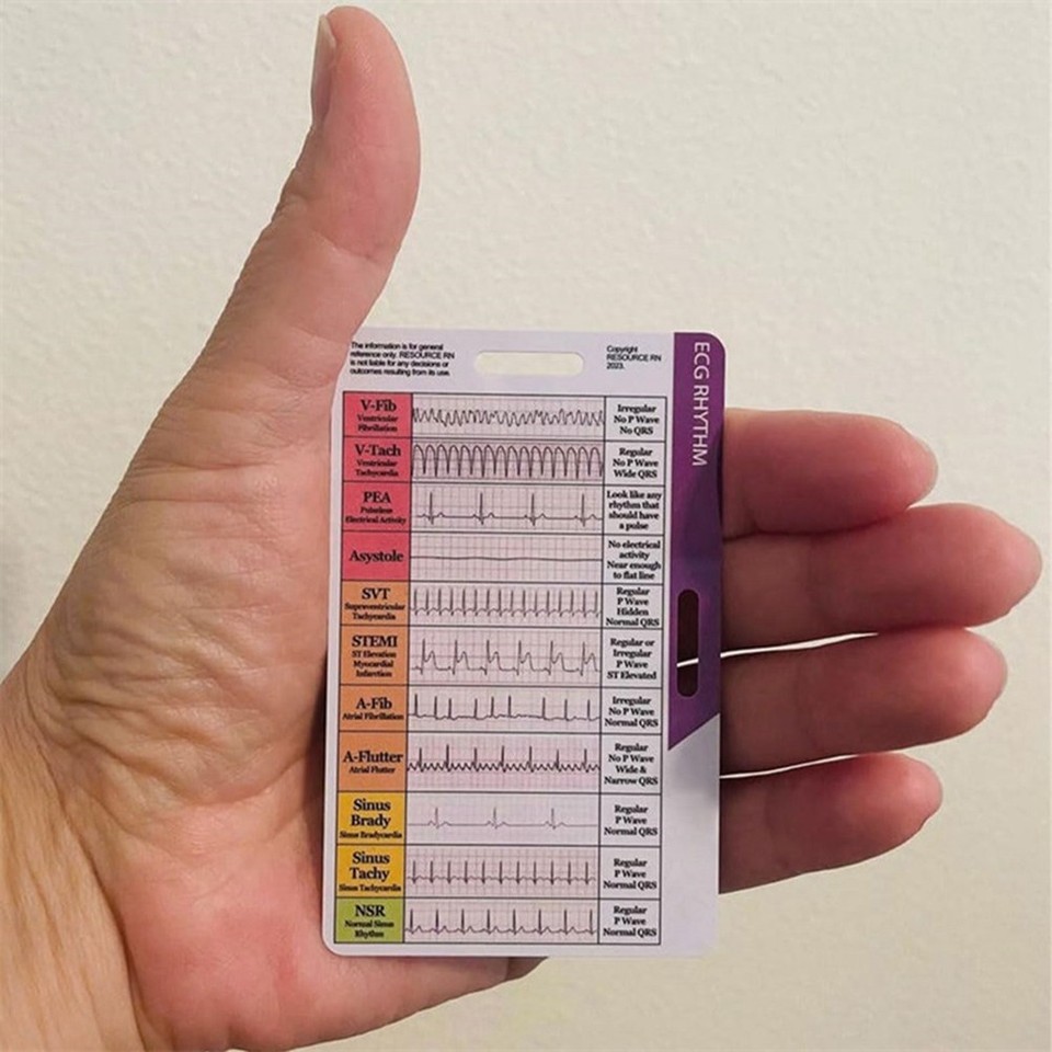 ECG/EKG Rhythm Card Sided EKG Rhythm Interpretation Badge Card ECG Rate ...