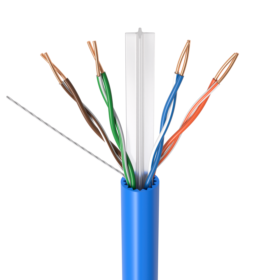 Cat6A Blue UTP 1000ft Solid Copper Ethernet Cable 23AWG 10Gbps High ...