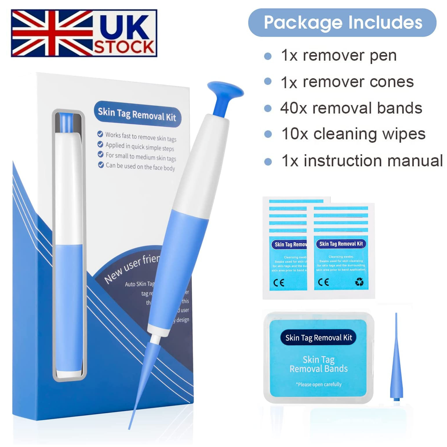 UK Natural Painless Auto SKIN TAG Removal kit Skin tag bands Remover ...