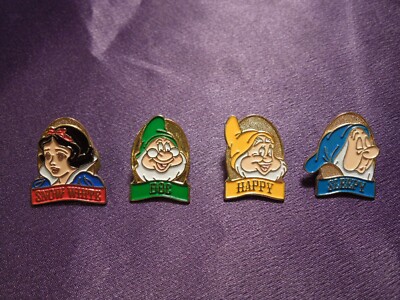 Vintage 4 Disney Snow White Enamel Pins - Snow White, Doc, Happy ...