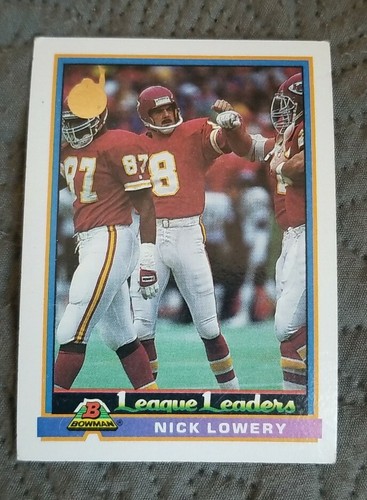1991 Bowman Football Card #279 Nick Lowery League Leaders - Kansas City ...