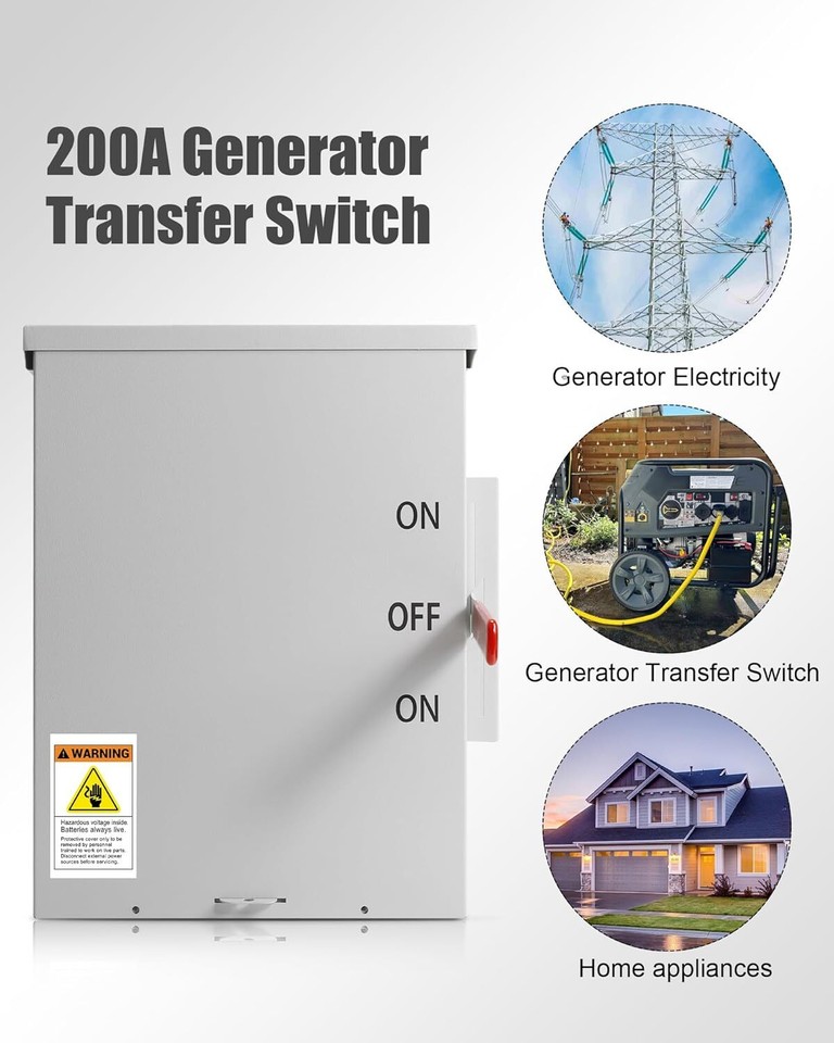 200 Amp Transfer Switch, Generator Manual Transfer Switch, 48000W ...