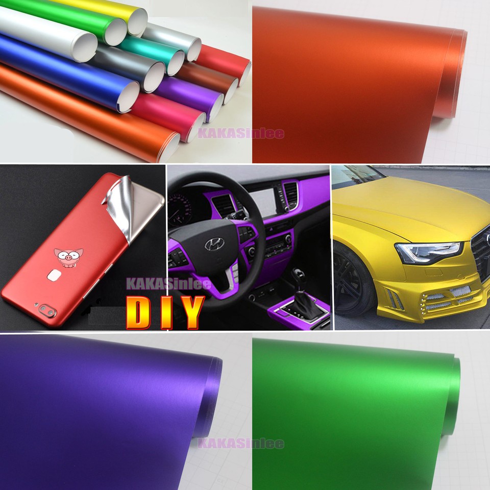 Air Release Satin Full Car Sticker Matte Chrome Metal Vinyl Wrap Decal ...