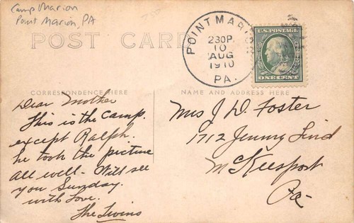 Point Marion Pennslyvania Camp Marion Campers by Tents Real Photo PC ...