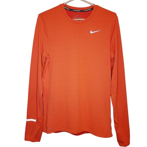 Nike Dri Fit orange long sleeved running shirt size small | eBay