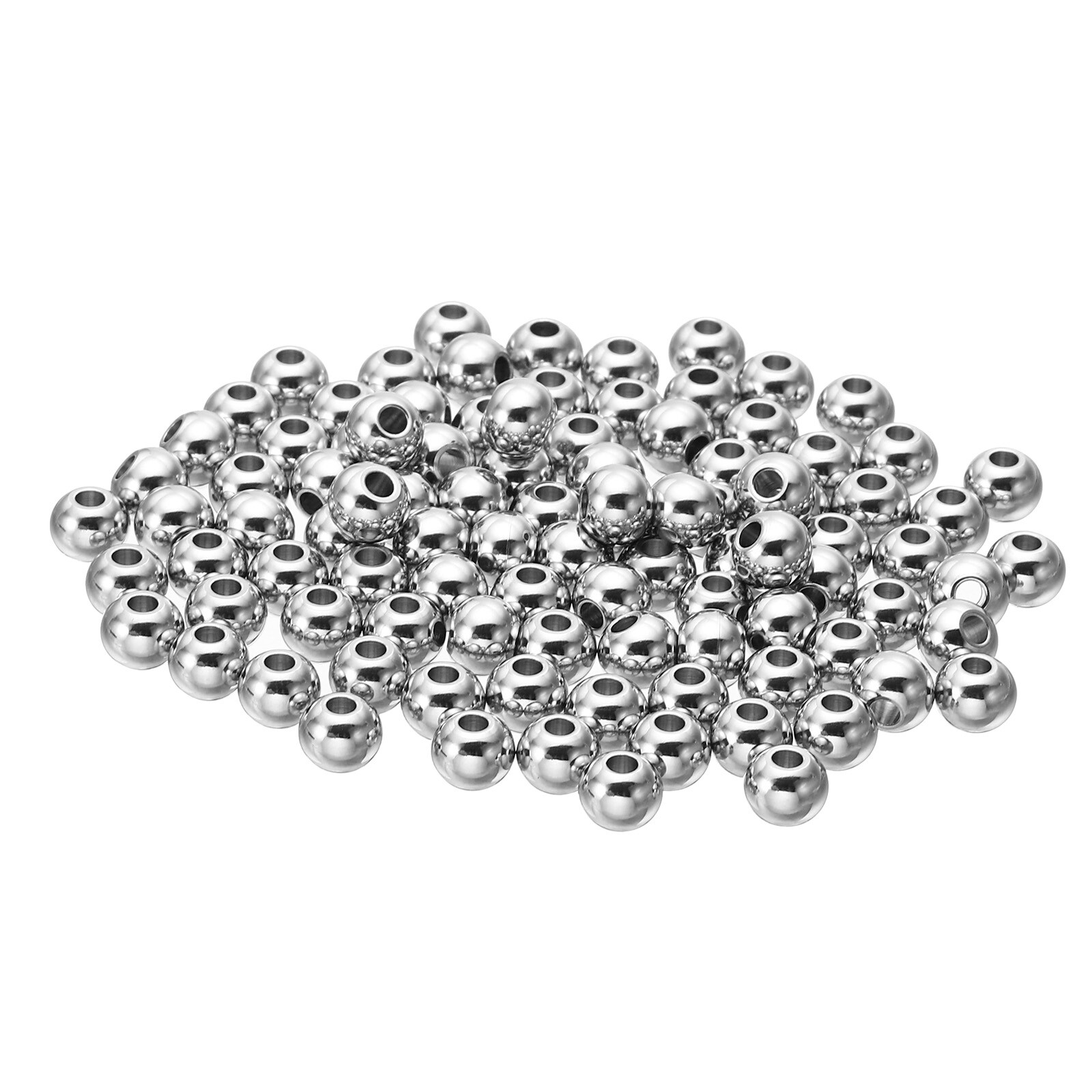 100Pcs Smooth Round Spacer Beads, 6mm OD 2mm ID Loose Balls Spacers ...