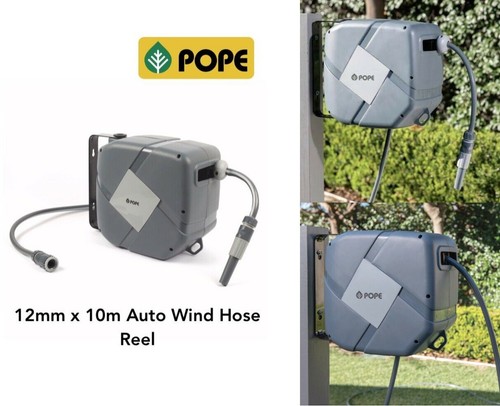 POPE 10m Automatic Auto Wind Retractable Garden Hose Reel Wall Mount ...