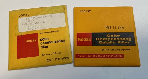 KODAK COLOR COMPENSATING GELATIN FILTER NO. CC025C 3" or 7.6cm Square ...