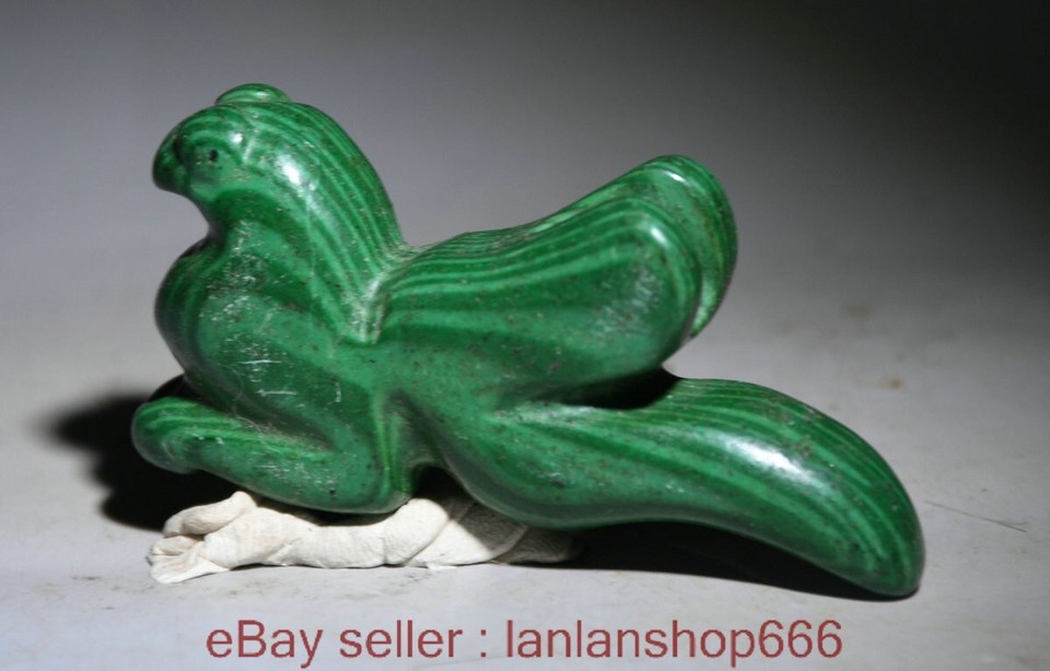 2.6" China Ancient Red Mountain Turquoise Culture Carved Dynasty Birds ...