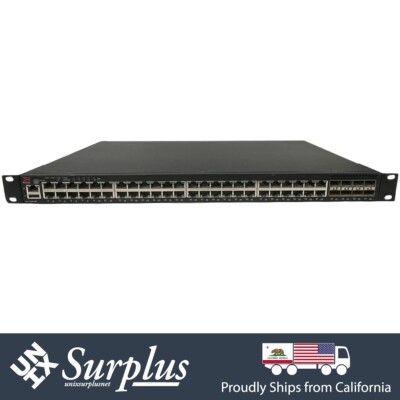 48 Port 1GB RJ45 Brocade Ruckus ICX7250 Switch 1x PSU w/ Ears | 2x 10G ...