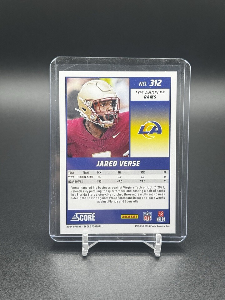 2024 Panini Score Jared Verse Rookie #312 Lava Parallel /630 LA Rams RC ...