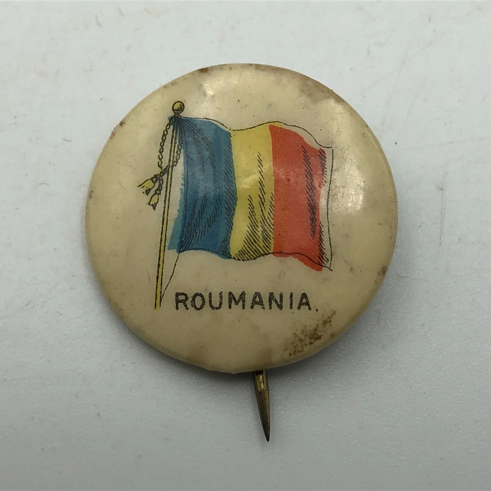 ROUMANIA ROMANIA Flag Button Pinback Pin Sweet Caporal AS IS Vintage ...