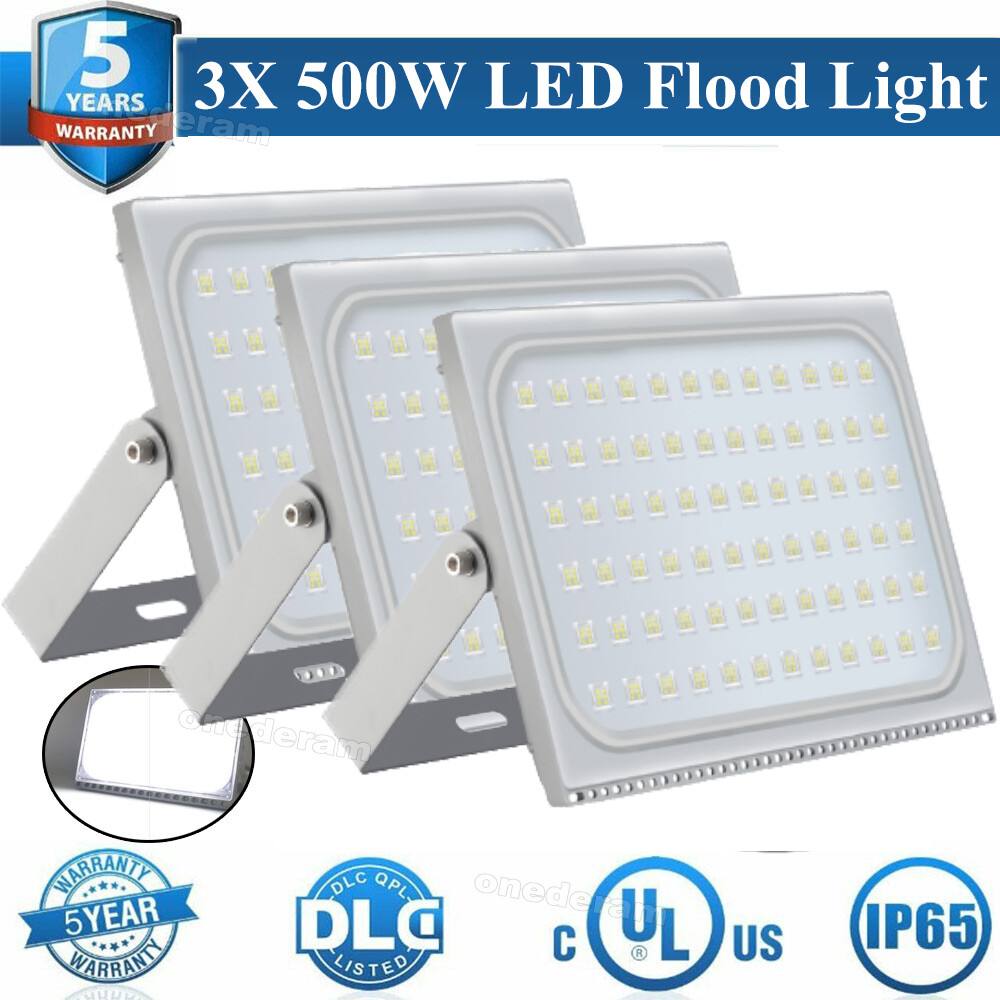 3 Pack 500Watt LED Flood Light Bright LED Stadium Light Cool White Garage Patio | eBay