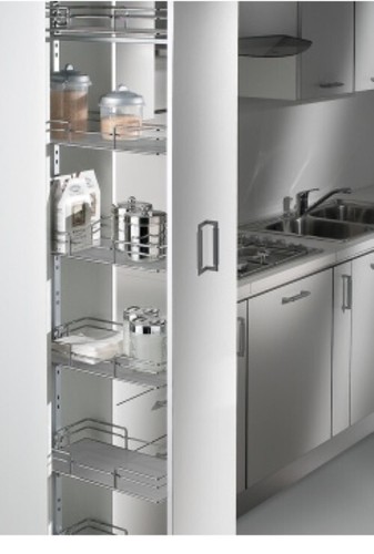 Compagnucci Pull out 5 chrome wire baskets adjustable height pantry x 2 ...