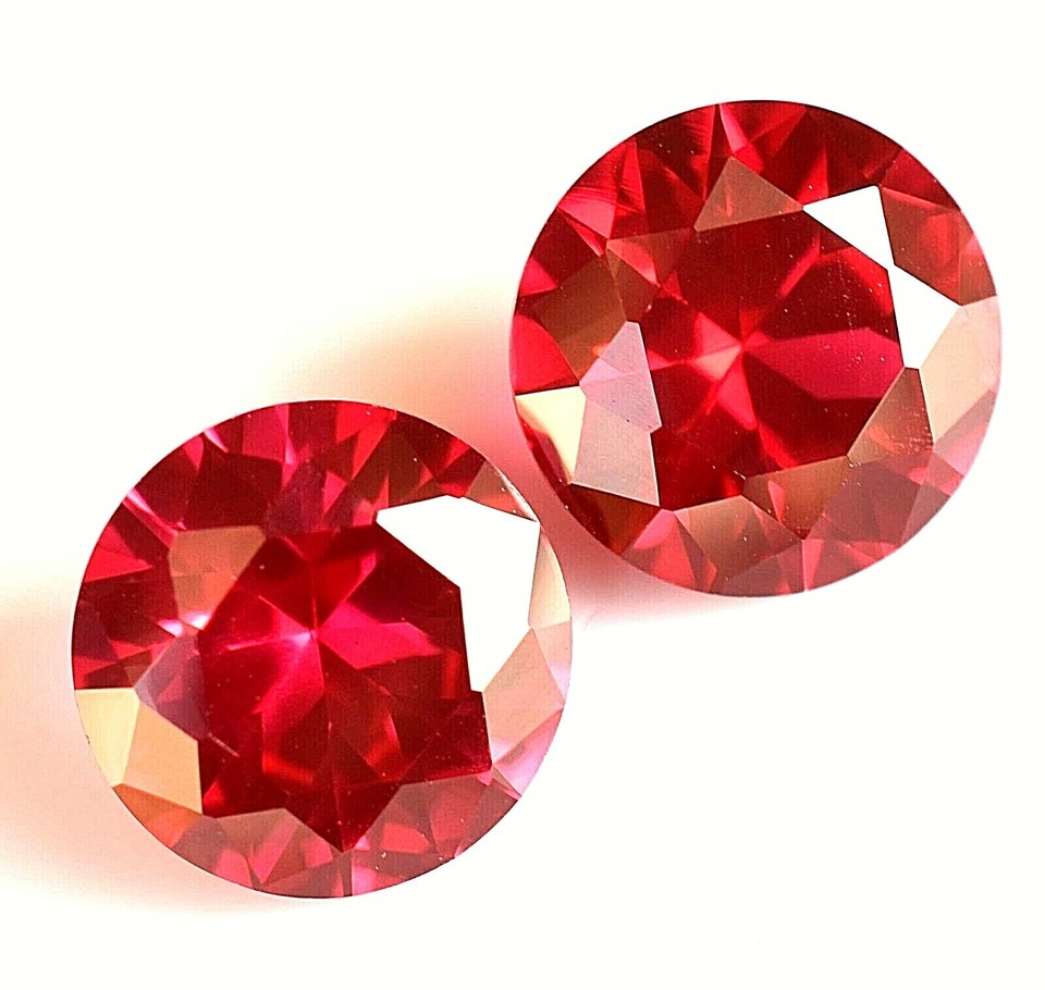 Pair Natural Red Ruby Round 12.00 mm Certified Treated Loose Gemstone ...