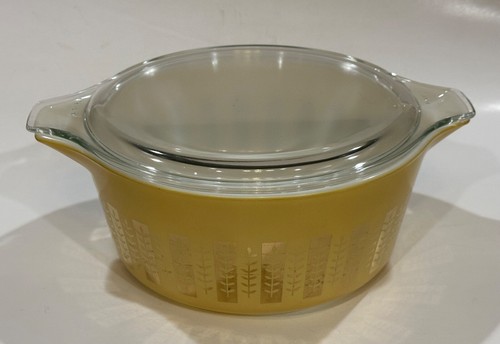 Rare 1961 PYREX Promo GOURMET GOLD on YELLOW Covered Casserole Dish ...