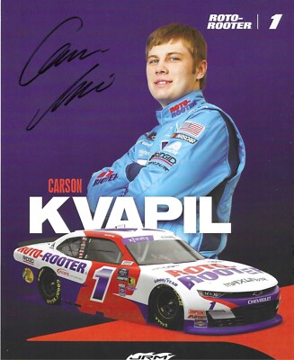 SIGNED! 2025 CARSON KVAPIL ROTO-ROOTER #1 NASCAR XFINITY 2ND V. UNIFORM ...
