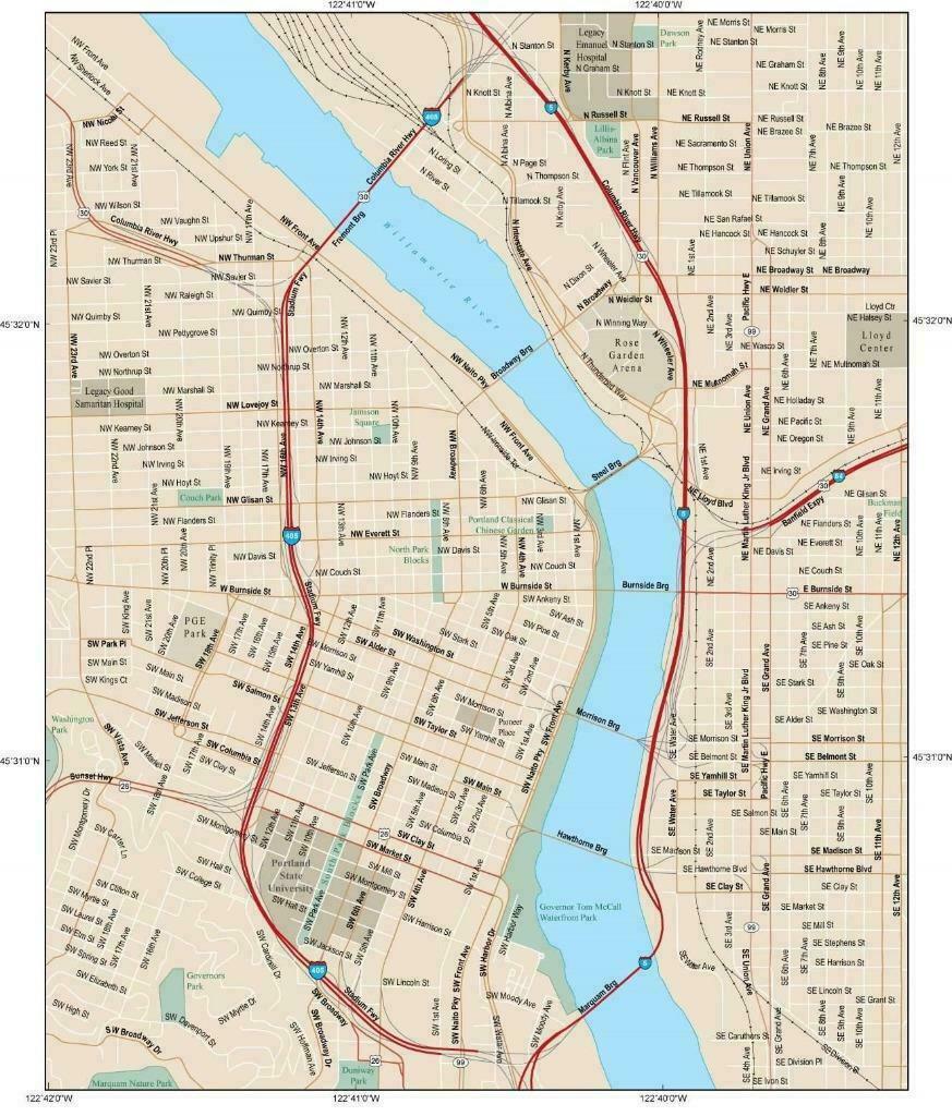 Printable Map Of Portland Oregon