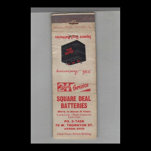 Matchbook Cover Square Deal Batteries Akron OH | eBay