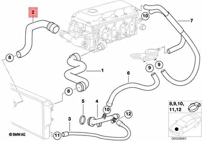 Genuine BMW E36 Z3 Compact Roadster Cooling System Water Hose OEM ...