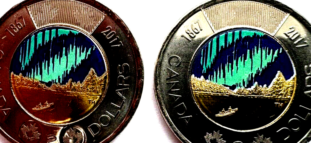 2017 Canada $2 Dance Of The Spirits Colored Toonie Set With And Without ...