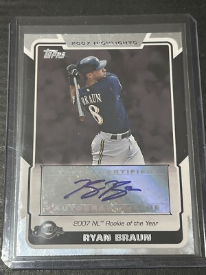 RYAN BRAUN 2008 TOPPS HIGHLIGHTS AUTOGRAPH AUTO NL Rookie Of The Year ...