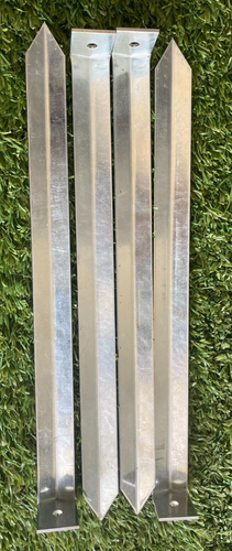 NEW 300 x 25mm Galvanised Steel Garden Edging Stake Flat Top - 4 Pack ...