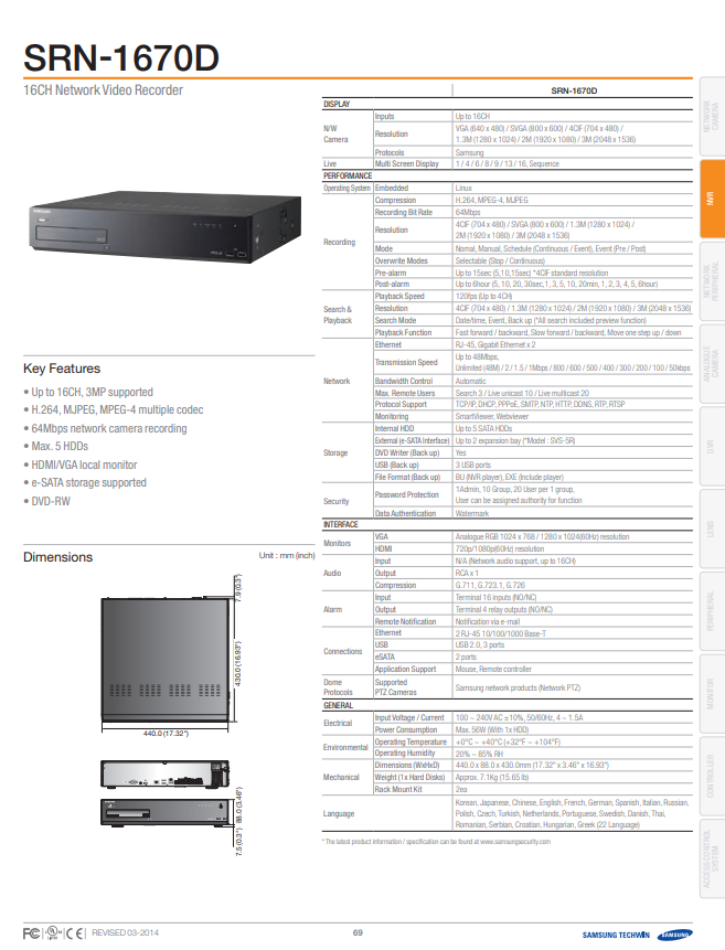 Samsung SRN-1670D 16-Channel 1TB iPOLiS Network Video Recorder NVR | eBay