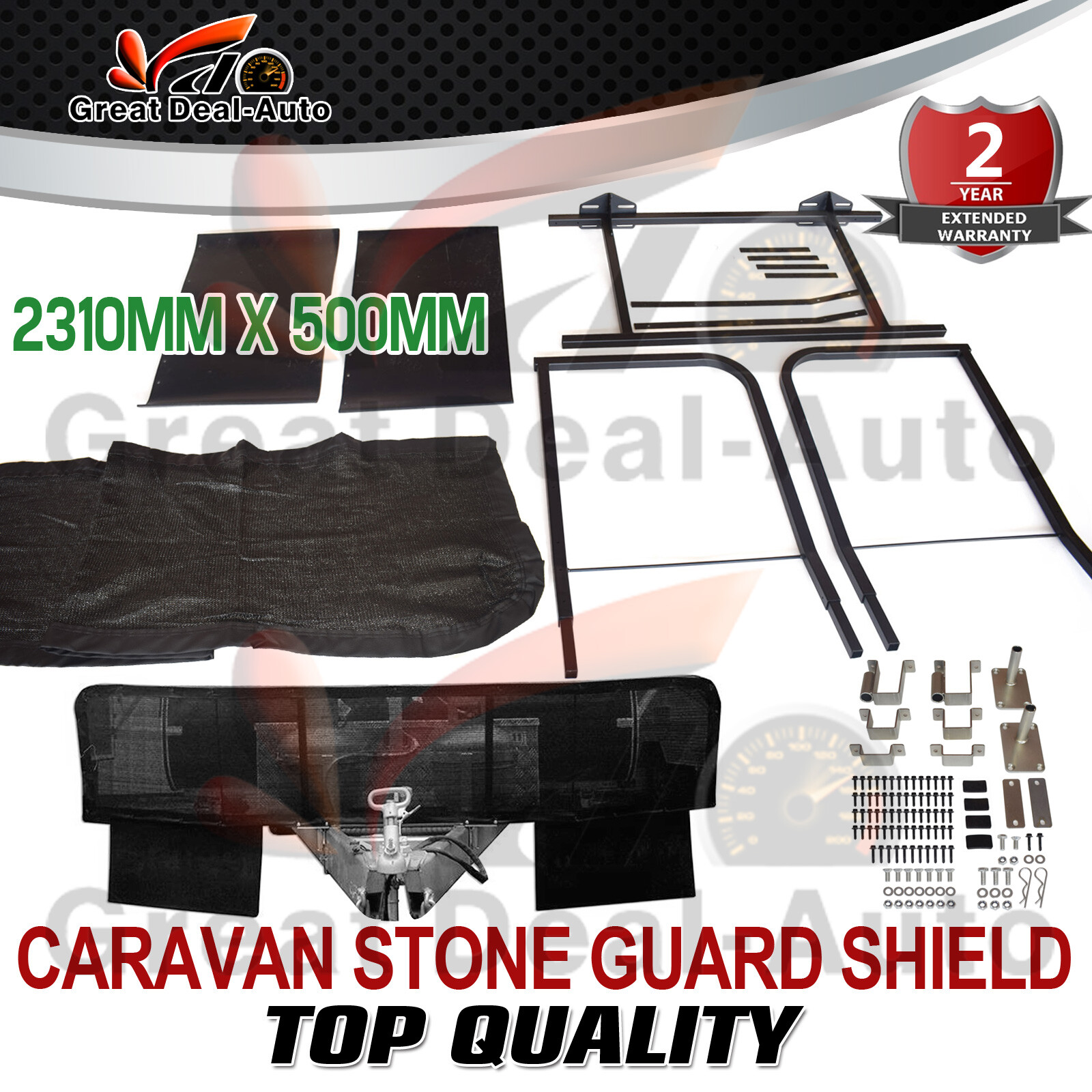 Caravan Stone Shield Guard with Mesh 3PCE Black (2310mm x 500mm) RV ...