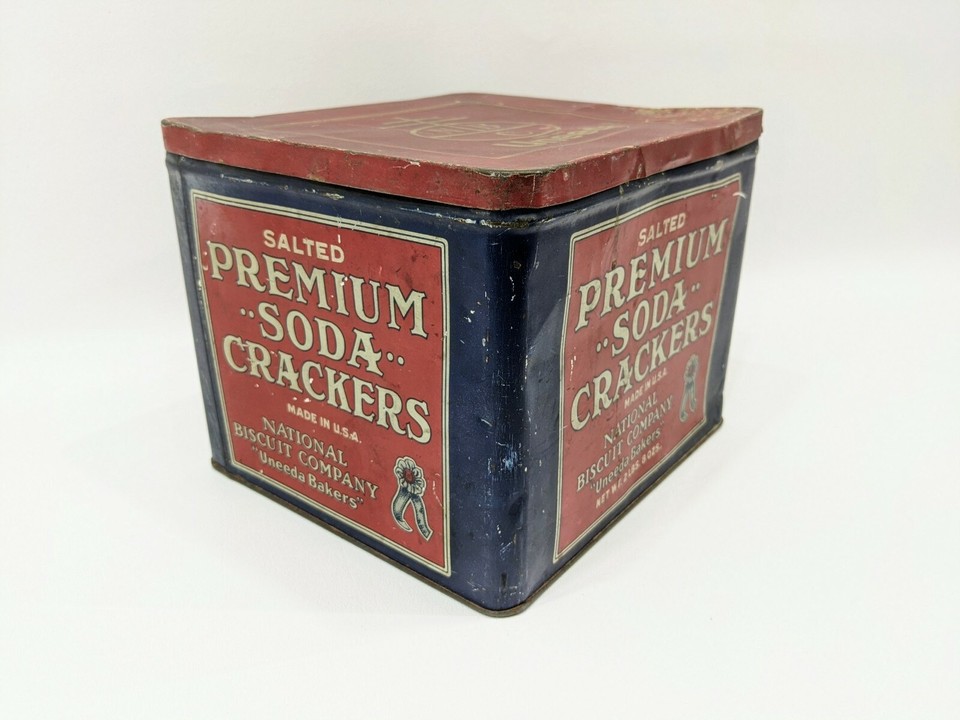 Antique "Uneeda Bakers" Premium Soda Crackers Tin National Biscuit ...