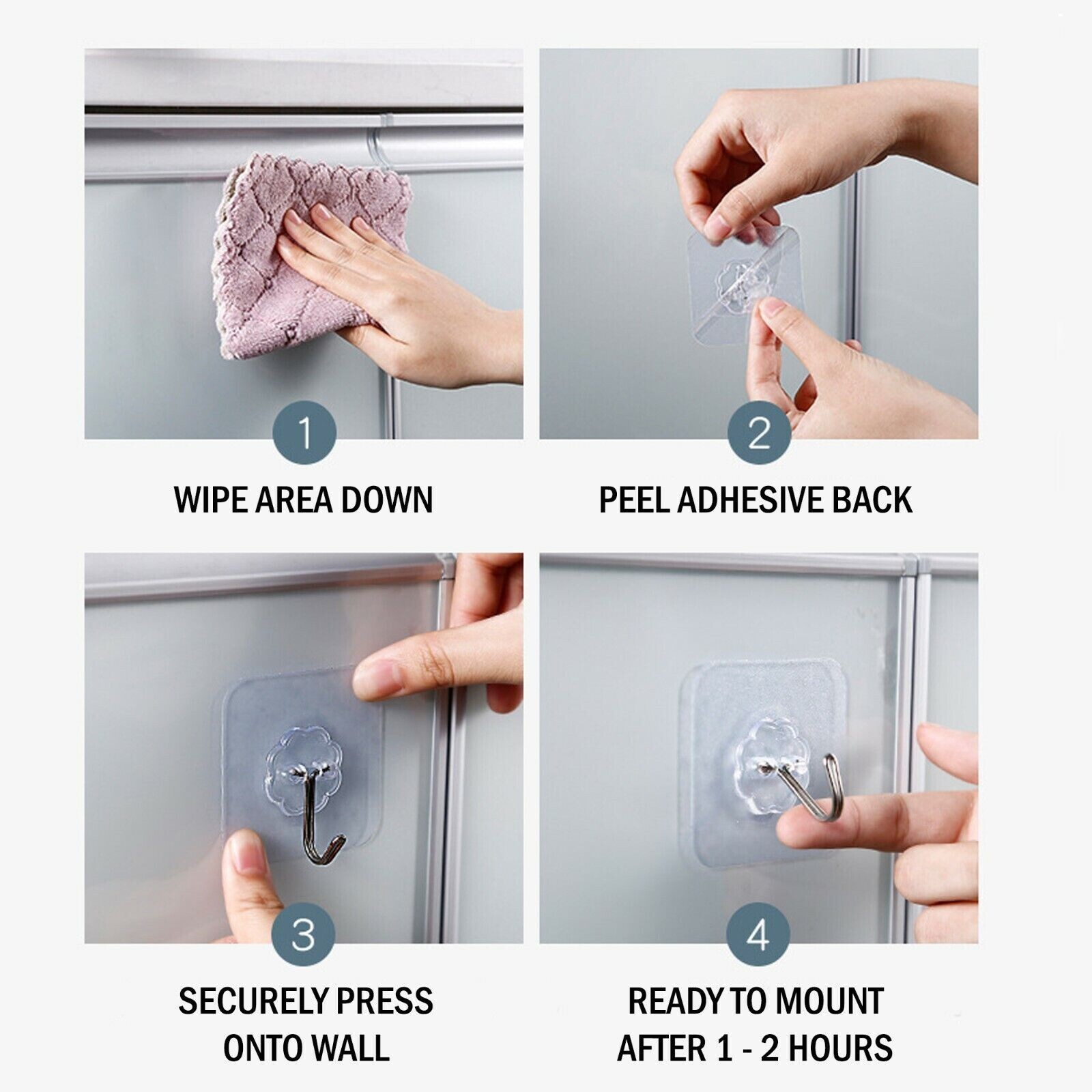 Adhesive Hooks Strong Removable Reusable 10 - 30 UK STOCK & FREE ...