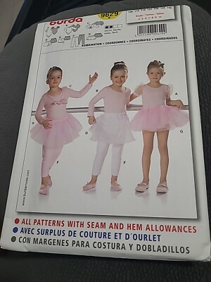 Burda Pattern 9629 Sz 4-10 Uncut Ballet Costume Wardrobe Tutu Leotard ...