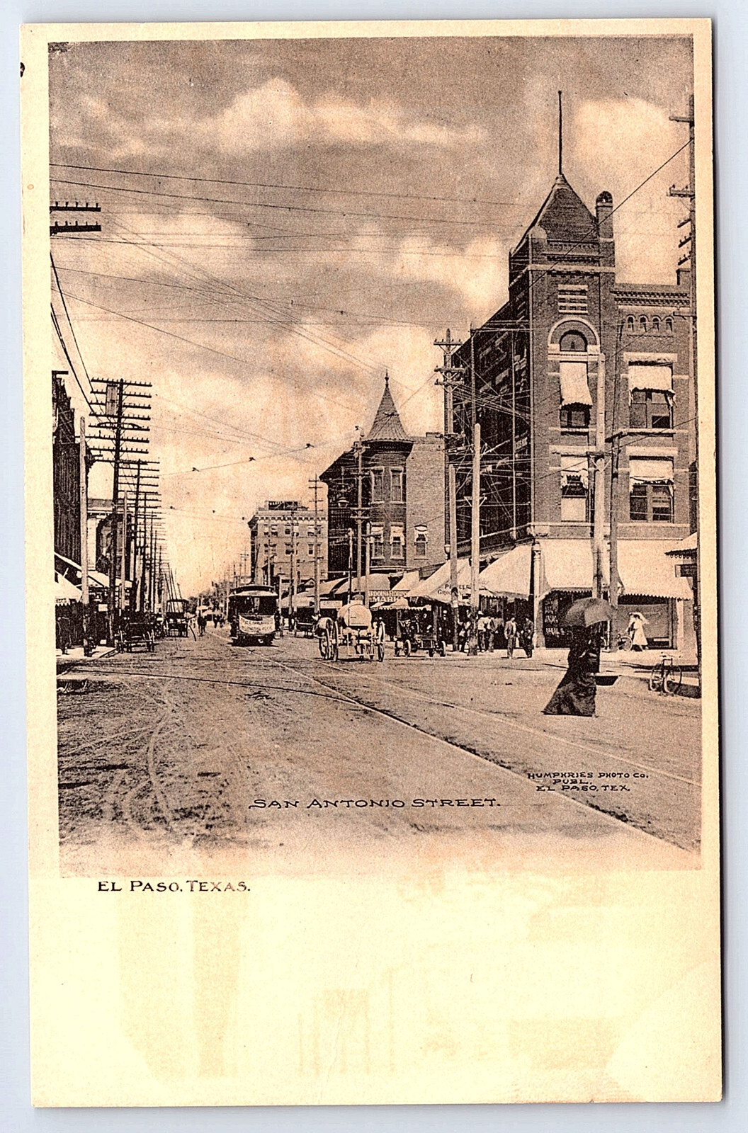 El Paso Texas San Antonio Street 1900s Albertype Co Postcard B033 | eBay