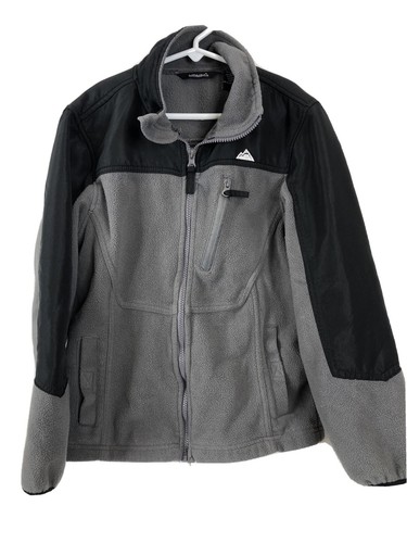 Minus Zero Youth Size 10-12 Gray Black Full Zip Fleece Jacket | eBay