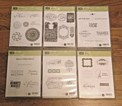 Lot - 6 Stampin Up! Stamp Sets! Happy Greetings, Lacy & Lovely, Simply ...