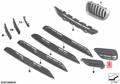 Genuine BMW X4 F26 Front Bumper Closed Grille Right OEM 51117338512 | eBay