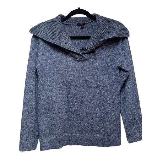 Talbots Button Collar Pullover Sweater Petite Blue White color | eBay