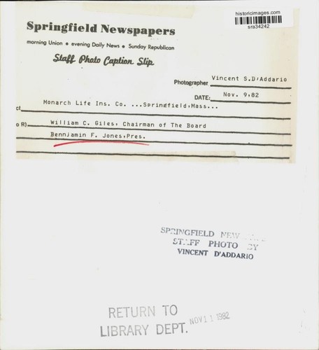 1982 Press Photo William Giles and Benjamin Jones of Monarch Life ...